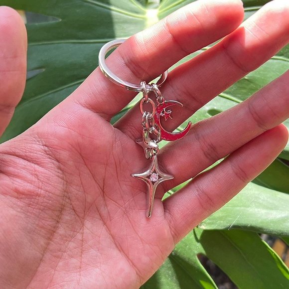 Accessories | Y2k 200s Star Moon Pendant Keyring For Keychain | Poshmark